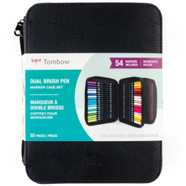 Dual Brush Pen Marker Case Set Oyster