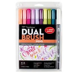 Dual Brush Pen Art Markers, Lettering Favorites, 10-Pack + Free Dual ...
