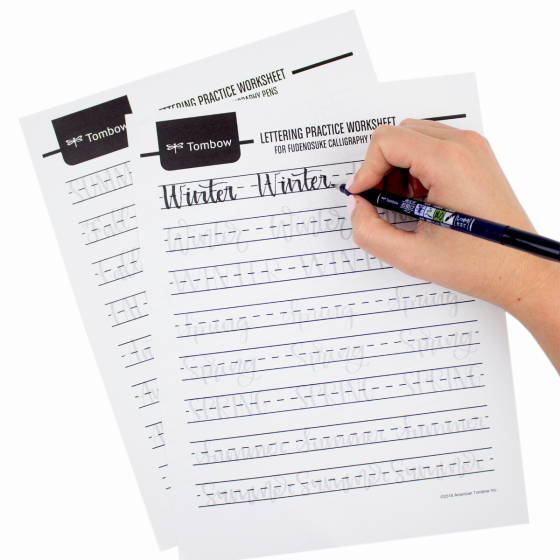 Fudenosuke Lettering Practice Worksheets Seasons